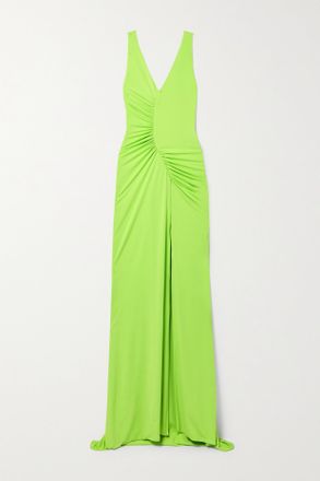 Sergio Hudson Robe Aus Neonfarbenem Stretch-jersey Mit Raffungen - Grün