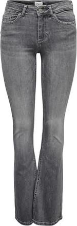 Only Only Femme Onlblush Life Mid Flared Tai0918 Noos Jeans, Grey Denim, S EU