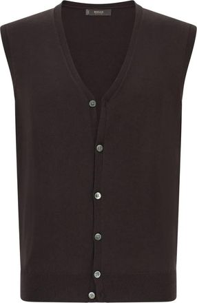 Boggi Milano débardeur en laine mérinos à boutons en nacre - Marron