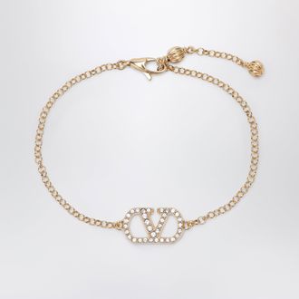 Valentino Garavani Goldfarbenes VLogo Signature Armband mit Kristallen