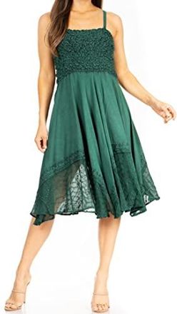 Sakkas 55341 Robe Batik Brodée Aphrodite - A-Vert - OS
