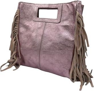 Migura Sac pour femme &eacute;l&eacute;gant design vintage avec franges, bandouli&egrave;re en cuir italien spacieux, mode &eacute;t&eacute;, id&eacute;al pour les voyages et les occasions sp&eacute;ciales 