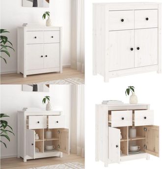 vidaXL Vidaxl - Sideboard Weiß 70x35x80 cm Massivholz Kiefer - Holz Sideboard - Kiefernholzsidesboard - Weißes Sideboard - Wohnzimmerschrank - tv Stand