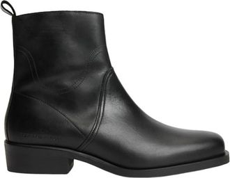 Tommy Hilfiger Biker Boots mit Leder-Ziern&auml;hten und Rei&szlig;verschluss - - Shoes - Herren - Schwarzk - 44 EU