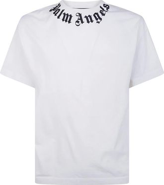Palm Angels Homme, Tops, Blanc, Taille: S Neck Logo Regular Tee