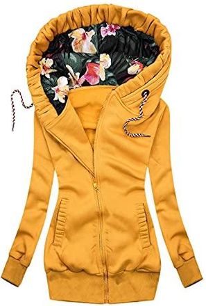 Generic 2026 Vestes pour femmes de couleur unie sweat-shirt mince d&eacute;contract&eacute; chemisier &eacute;pais &agrave; capuche manteaux dhiver automne &agrave; capuche poches veste fermetu