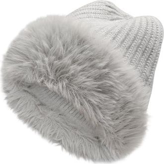 ZLYC Bonnet beanie slouchy dhiver en fausse fourrure pour femme, bonnet en tricot chaud, taille unique