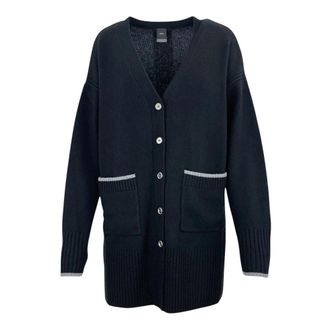 Pinko Lange Strickjacke mit V-Ausschnitt - - Knitwear - Damen - Blau - XS
