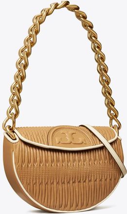 Tory Burch Damen Kleine, weiche und plissierte Fleming Crescent Bag