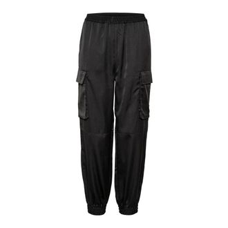 Saint Tropez Schwarze Cargo Hose mit Elastischem Bund - - Trousers - Damen - Schwarzk - L