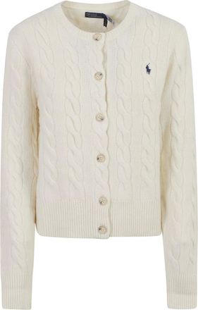 Ralph Lauren Femme, Pulls, Blanc, Taille: 38 FR Cardigan en laine et cachemire torsad&eacute;