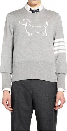 Thom Browne Homme, Pulls, Gris, Taille: M Hector 4-Bar Sweater