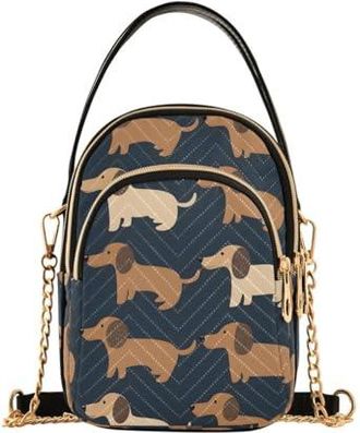 Mnsruu Petit sac &agrave; bandouli&egrave;re en cuir bleu fonc&eacute; pour femme