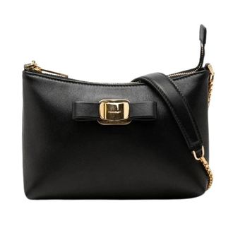 Ferragamo Pre-owned Vara Ribbon Leather Mini Chain Shoulder Bag - - Pre-owned - Damen - Schwarzk - ONE SIZE