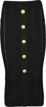 Balmain Femme, Jupes, Noir, Taille: 40 FR Jupe mi-longue en maille stretch