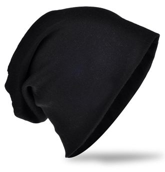 Miobo Jersey Slouch Beanie Long M&uuml;tze Stern Unisex Unifarbe Herren Damen M&uuml;tzen Stern Trend, Schwarz, 59-63cm Kopfumfang