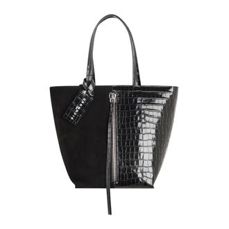 John Richmond Zweifarbiges Shopper mit Krokoprint und vertikalem Rei&szlig;verschluss - - Bags - Damen - Schwarzk - ONE SIZE