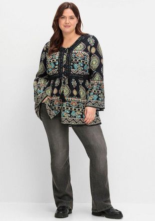 Sheego Klassische Bluse Longbluse Langarm