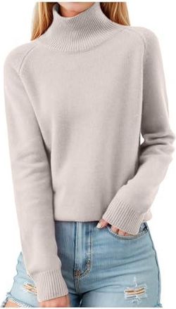 Generico Pull à col roulé pour femme dhiver, pull léger basique surdimensionné doux à manches longues avec col roulé en tricot élégant chandail pour lautomne e