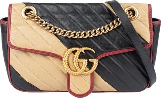 Gucci Crossbody Bags - Gucci Tricolor Leather GG Marmont Crossbody Bag - Gr. unisize - in Schwarz - f&uuml;r Damen
