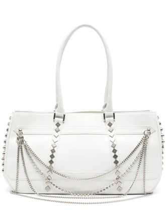 Yohji Yamamoto sac porté épaule en cuir à détail de chaîne - Blanc