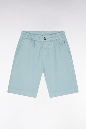 Eden Park Bermuda En Coton Stretch Taille &Eacute;lastiqu&eacute;e Vert Deau Coupe Droite