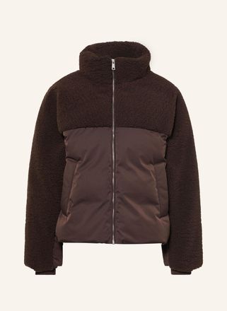 OPUS Kunstpelz-Jacke Hazy Im Materialmix braun