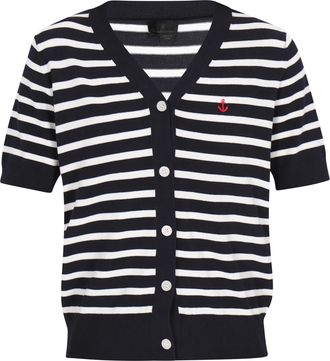 Dreimaster Dreimaster Strickjacke Frauen Marineblau, cremewei&szlig;, gestreift