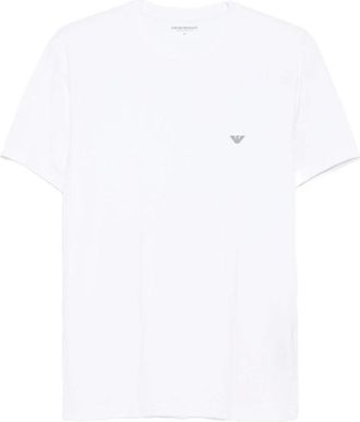 Emporio Armani Homme, Tops, Blanc, Taille: L T-shirts Blancs avec D&eacute;tail Logo