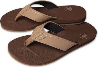 Volcom Sandales Victor Flip-Flop pour homme, Marron/vert kaki, 42 1/3 EU