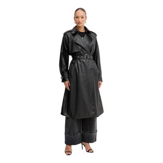 Karl Lagerfeld Trench en similicuir perfor&eacute; - Femme - Manteaux - Noir - Taille: 38 FR