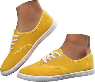 Generic Chaussures basses &agrave; enfiler pour femme - Baskets tendance en toile d&eacute;contract&eacute;es pour femme - Confortables - Respirantes - Semelle int&eacute;rieure rembourr