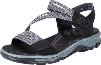 Rieker Sandales &agrave; lani&egrave;res pour femme 68871, Noir, 39 EU