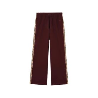 Burberry Check Trim Cotton Track Pants - - Trousers - Damen - Rot - XS