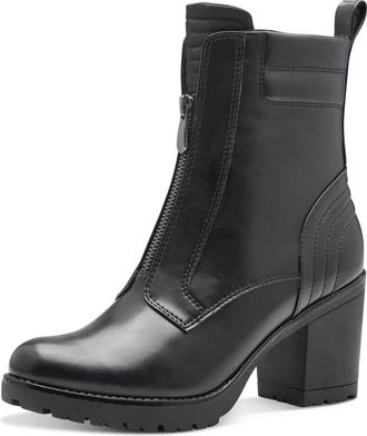 Marco Tozzi Damen Stiefeletten mit Absatz aus Kunstleder mit Reißverschluss, Schwarz (Black), 37 EU