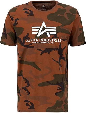 Alpha Industries Alpha Industries Herren Camiseta Basic Camiseta Camo para Hombre Kurzarm Shirt, Burned Camo