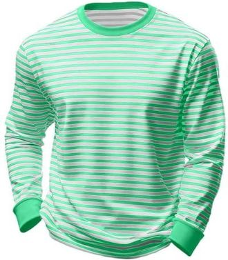 Generic T-shirt ray&eacute; pour homme et femme - Rouge et blanc - Large - Ray&eacute; - T-shirt &agrave; manches longues - Col rond - Classique - Sweat-shirt pour les loisirs - T