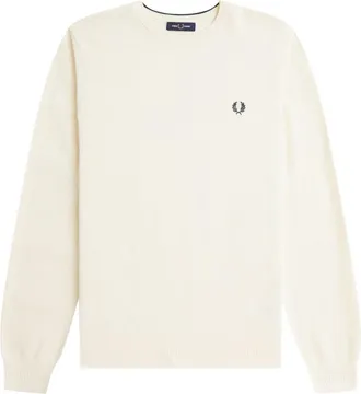 Fred Perry Logo Cotton Knit Sweater - Powder