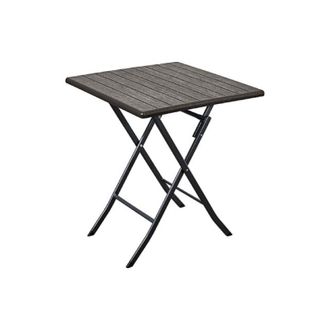 Domus Domus - Table pliante en hdpe effet bois avec structure en acier et supports pour terrasse de jardin