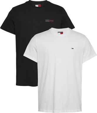 Tommy Jeans Herren 2er Pack T-Shirts Kurzarm Slim Mix Tee mit Rundhalsausschnitt, Wei&szlig; (Ecru/Black), 3XL