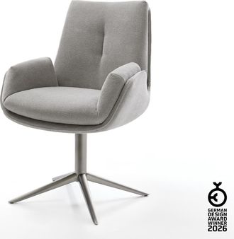 DELIFE Drehstuhl Clea-Flex Strukturstoff Soft Grau Fu&szlig;kreuz Graphit 360&deg; drehbar Wippfunktion, Esszimmerst&uuml;hle