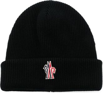 Moncler Beanie mit Logo-Patch - Schwarz