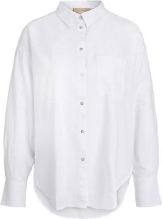 Jack & Jones Jxjamie Ls Relaxed Linen Blend Shirt Sn Chemise en Lin, Blanc, L Femme