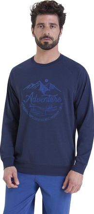 Ath&eacute;na Pyjama-Set f&uuml;r Herren, Nachtw&auml;sche, Winter, Jersey, 100% atmungsaktive Baumwolle, Langarm-T-Shirt + Hose, &Ouml;ko-TEX Standard 100, Marineblaues Oberteil/