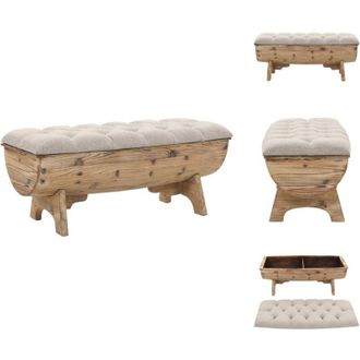 vidaXL Aufbewahrungsbank Massivholz und Stoff 103 x 51 x 44 cm - Aufbewahrungsbank - M&ouml;bel - Sitzbank - Wohnzimmer Dekoration - Rustikal