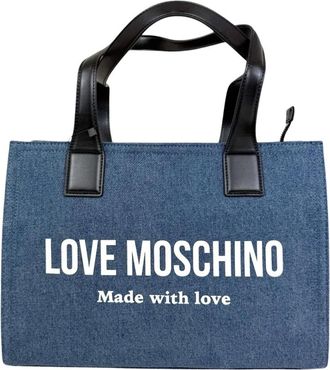 Love Moschino Femme, Sacs, Bleu, Taille: ONE Size Denim Shopping Tote