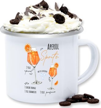 Shirtracer Emaille Tasse Blechtasse - Karneval & Fasching - Tassen - Aperol Spritz Rezept I Lustig Geschenk Aperolfan Fanartikel - 300 ml - Weiß Silber - faschin