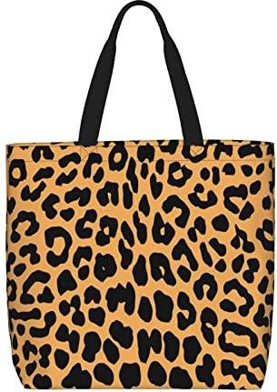 Generic Sac Fourre-Tout Motif L&eacute;opard &Agrave; Paillettes Dor&eacute;es Et Fleurs Sac &Agrave; Provisions En Toile Pliable Lavables Sacs En Toile Pour Femmes, Pour Burea, Shopping