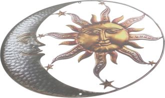Yarnow Metall Wanddekoration Mit Sonne Und Mond Ornament Für Garten Und Innenraum Wandkunst Handwerk