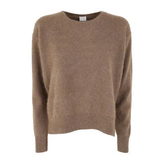 C.T. Plage Camel Crew Neck Sweater with Side Slits - - Knitwear - Damen - Braun - S